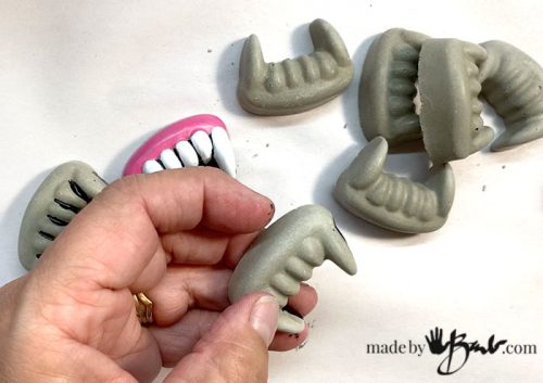 DIY Concrete Vampire Rocks - Made By Barb - zipper teeth rocks