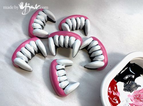 DIY Concrete Vampire Rocks - Made By Barb - zipper teeth rocks