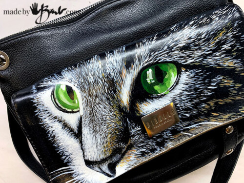 DIY Painted Cat Leather Purse - Made By Barb - Angelus custom
