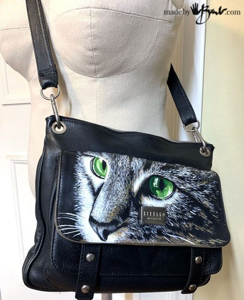 DIY Painted Cat Leather Purse - Made By Barb - Angelus custom