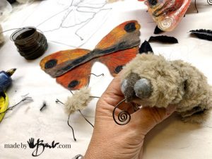 Fuzzy Fibre Moth from Scraps - Made By Barb - handcrafted