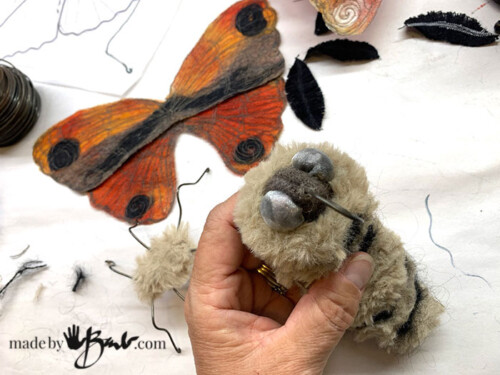 Fuzzy Fibre Moth from Scraps - Made By Barb - handcrafted