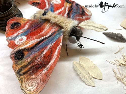 Fuzzy Fibre Moth from Scraps - Made By Barb - handcrafted
