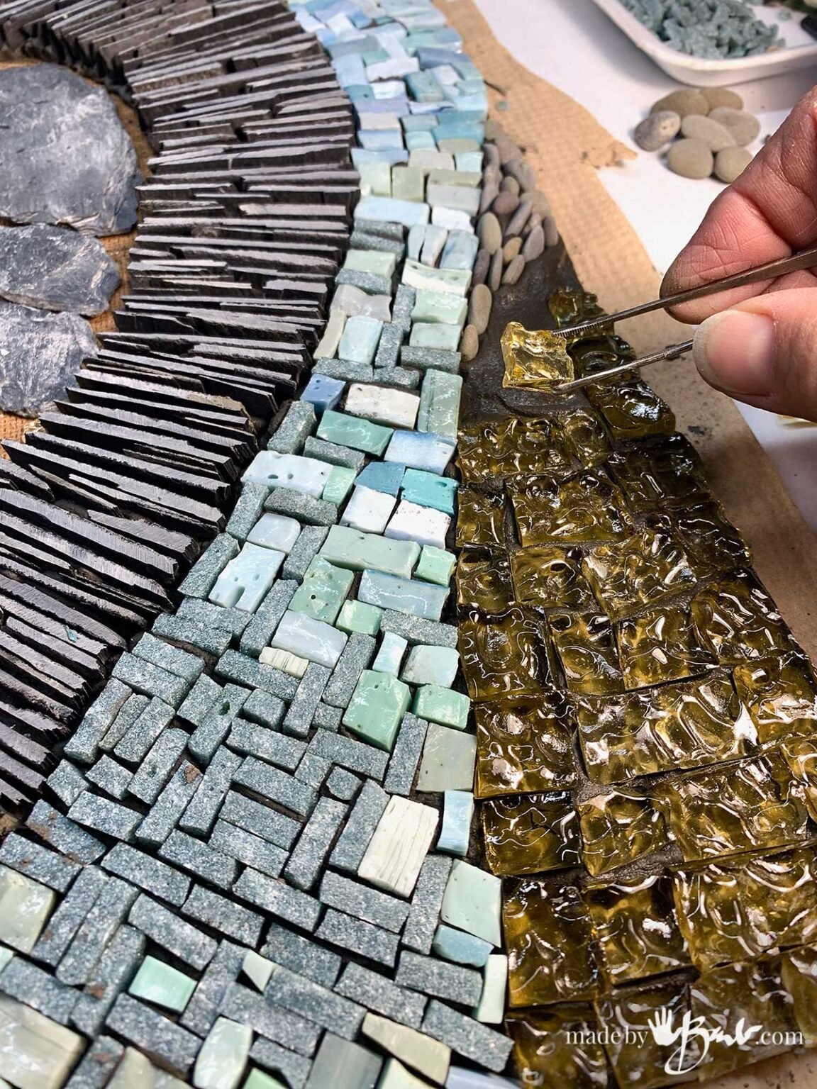 How to make Rustic Abstract Mosaics with Slate, Stone & Glass