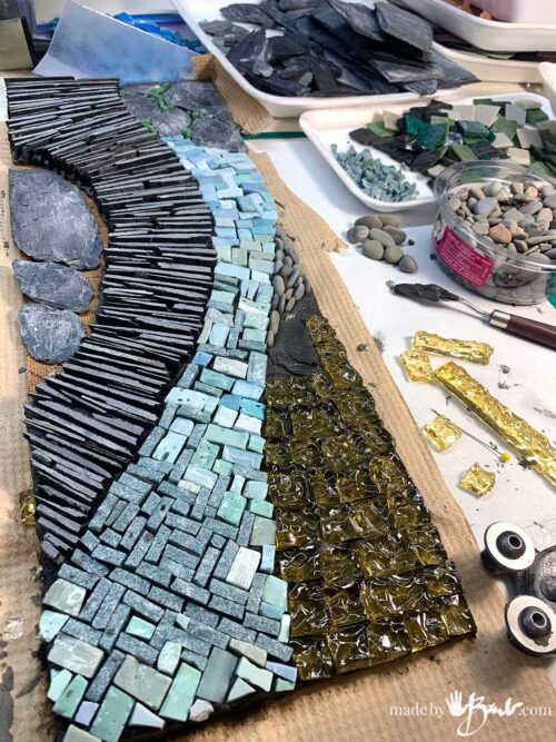 How to make Rustic Abstract Mosaics with Slate, Stone & Glass