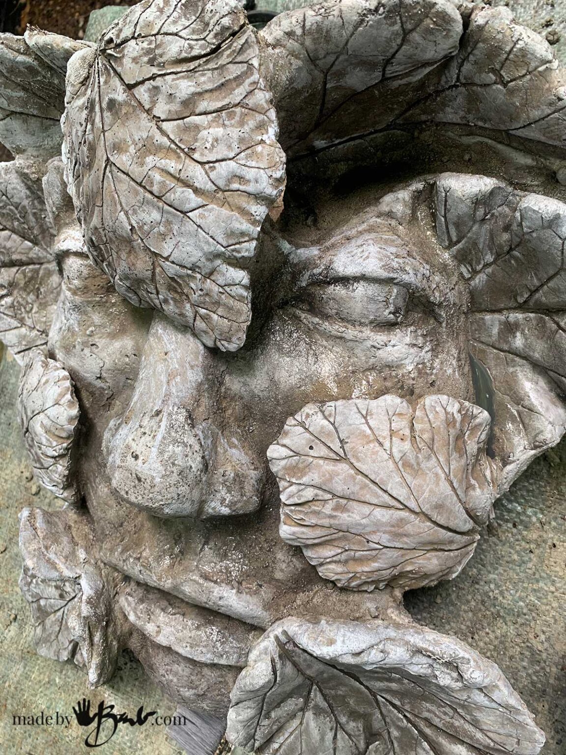How to Make a Concrete 'Green Man' with Leaves - Made By Barb