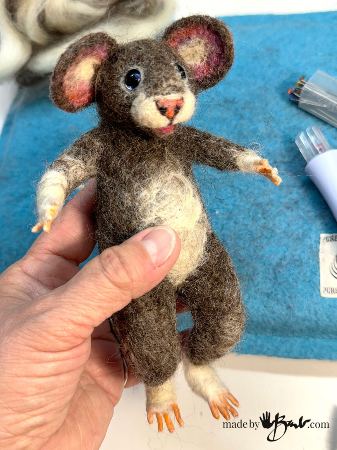 My First 3D Needle Felted Sculpture - Made By Barb - Mouse