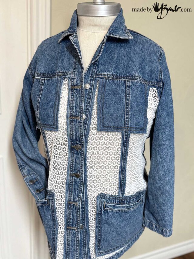 Denim Jean Jacket Hack - Add Sheer Windowpanes - MadeByBarb