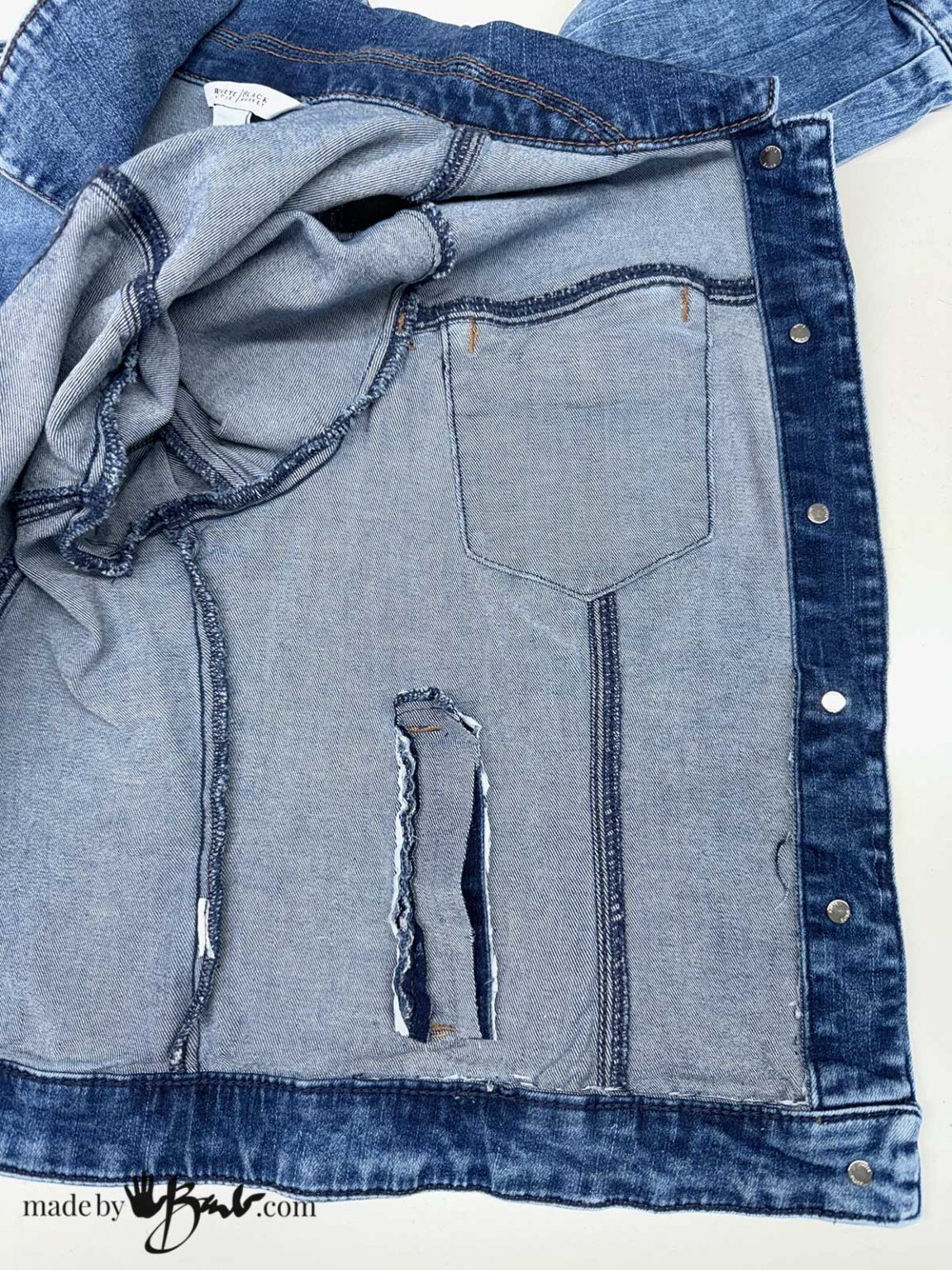 Denim Jean Jacket Hack - Add Sheer Windowpanes - MadeByBarb