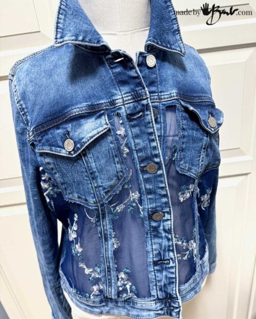 Denim Jean Jacket Hack - Add Sheer Windowpanes - MadeByBarb