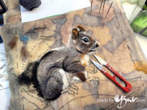 Needle Felting - Painting with Wool on Wool - MadeByBarb - how to