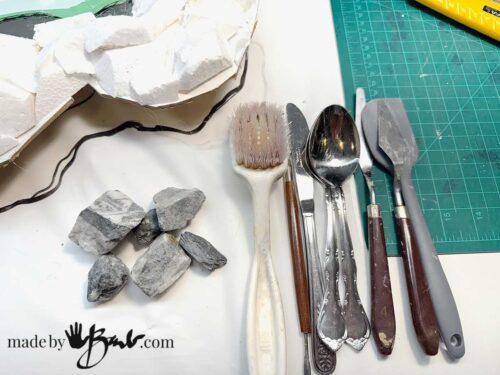 How to Make a Faux Rock Mirror with Paper Mache Clay - ByBarb