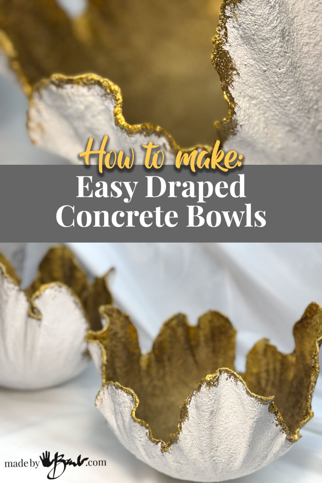 How to Make Easy Draped Concrete Bowls - MadeByBarb - cement
