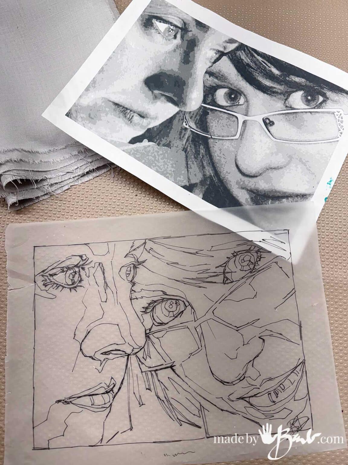 Make a Sewn & Needle Felted Drawing from a Photo -MadeByBarb